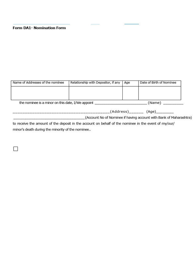 Form DA1-Nomination Form | PDF
