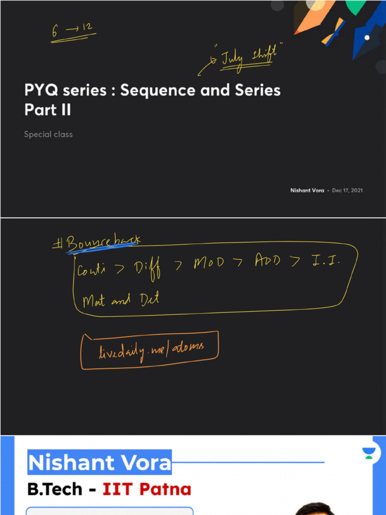 PYQ Series Sequence and Series Part II With Anno | PDF