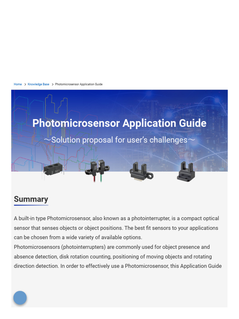 Photomicrosensor Overview and Applications | PDF | Switch | Light ...