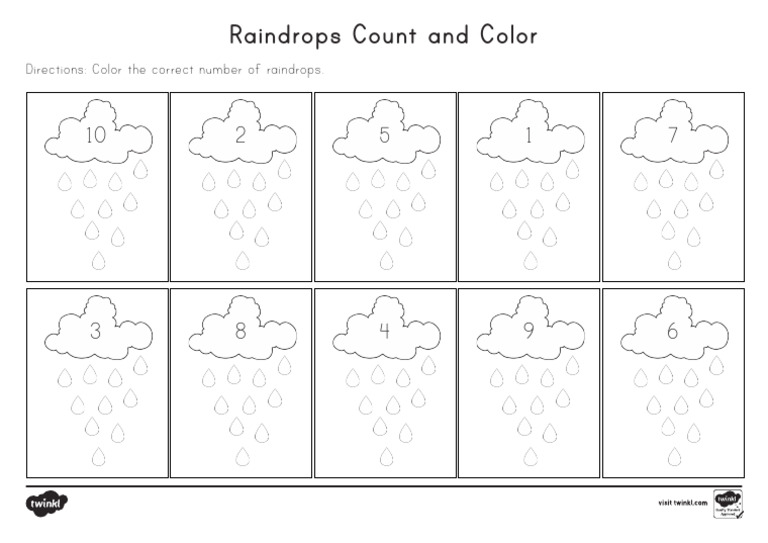 Us N 292 Raindrops Count and Color Activity Sheet | PDF
