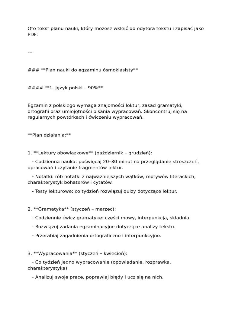 Plan Nauki Ma E8 | PDF