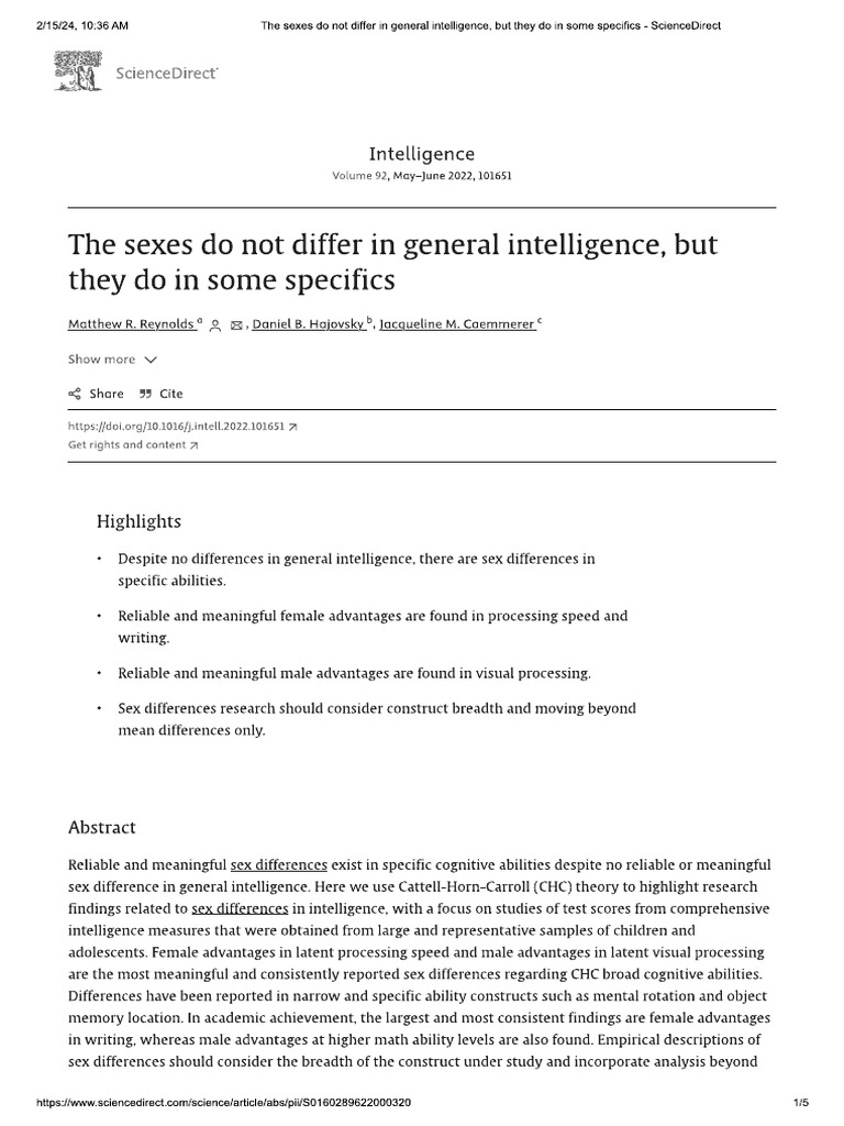 Differences in Intelligence | PDF