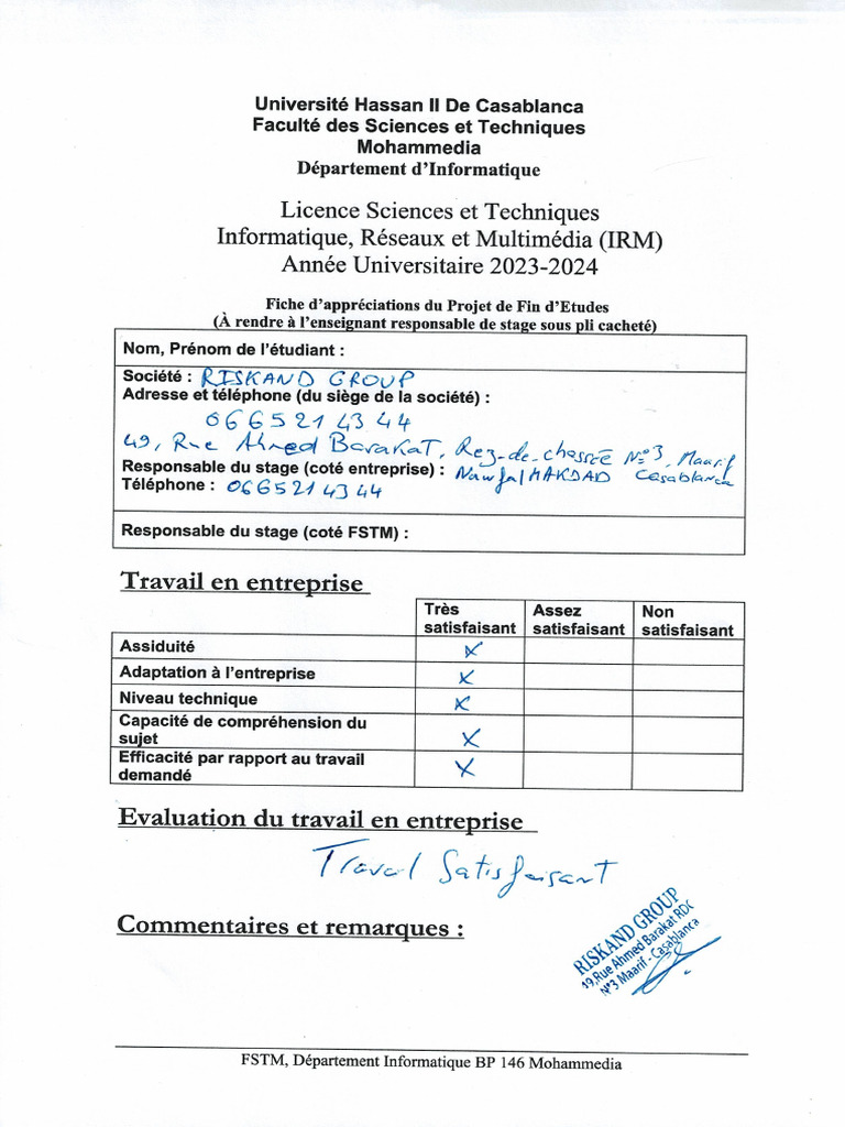 Fiche D'evaluation | PDF
