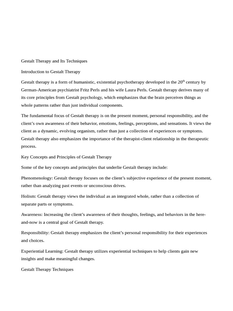 Gestalt Therapy Pdf Gestalt Therapy Psychotherapy