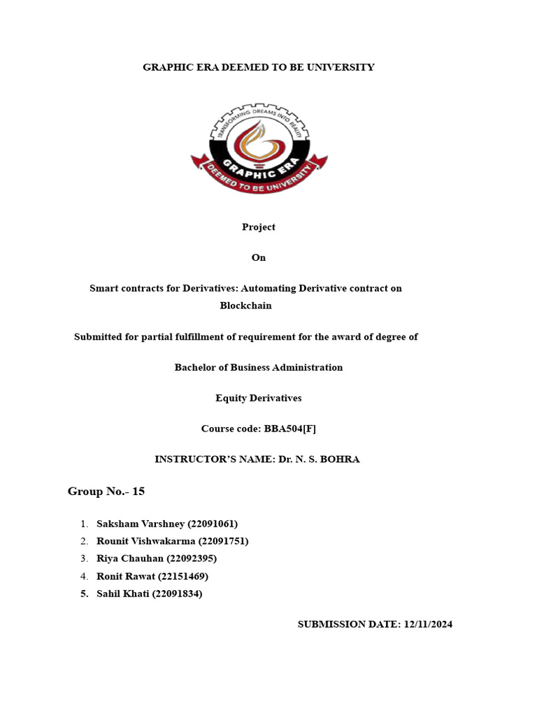 Equity Derivatives Project | PDF | Derivative (Finance) | Option (Finance)
