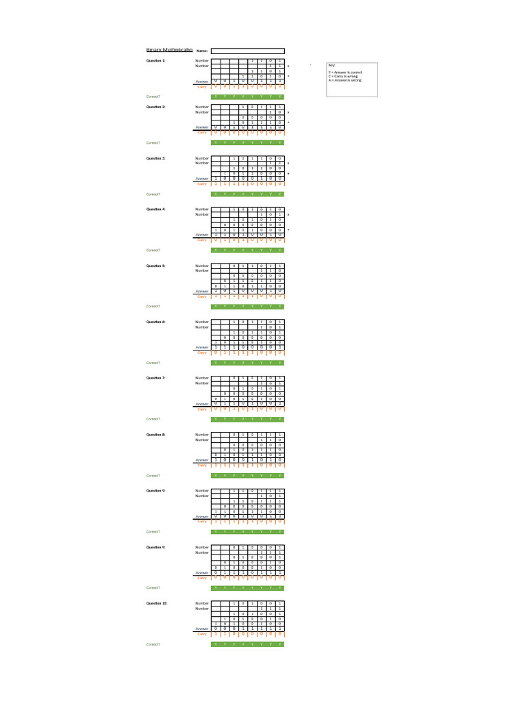 Binary Multiplication Questions4 | PDF