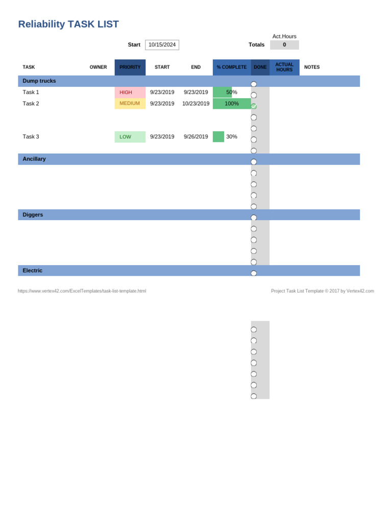 Project Task List Template | PDF | Spreadsheet | Computing