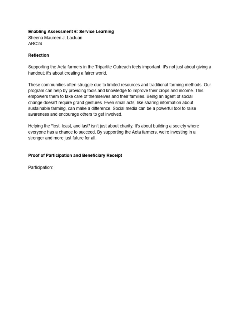 EA6: Service Learning | PDF