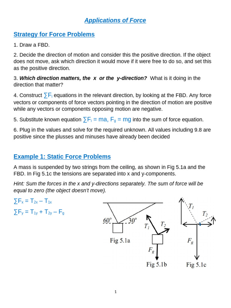 1.5 Applications of Force | PDF | Friction | Force