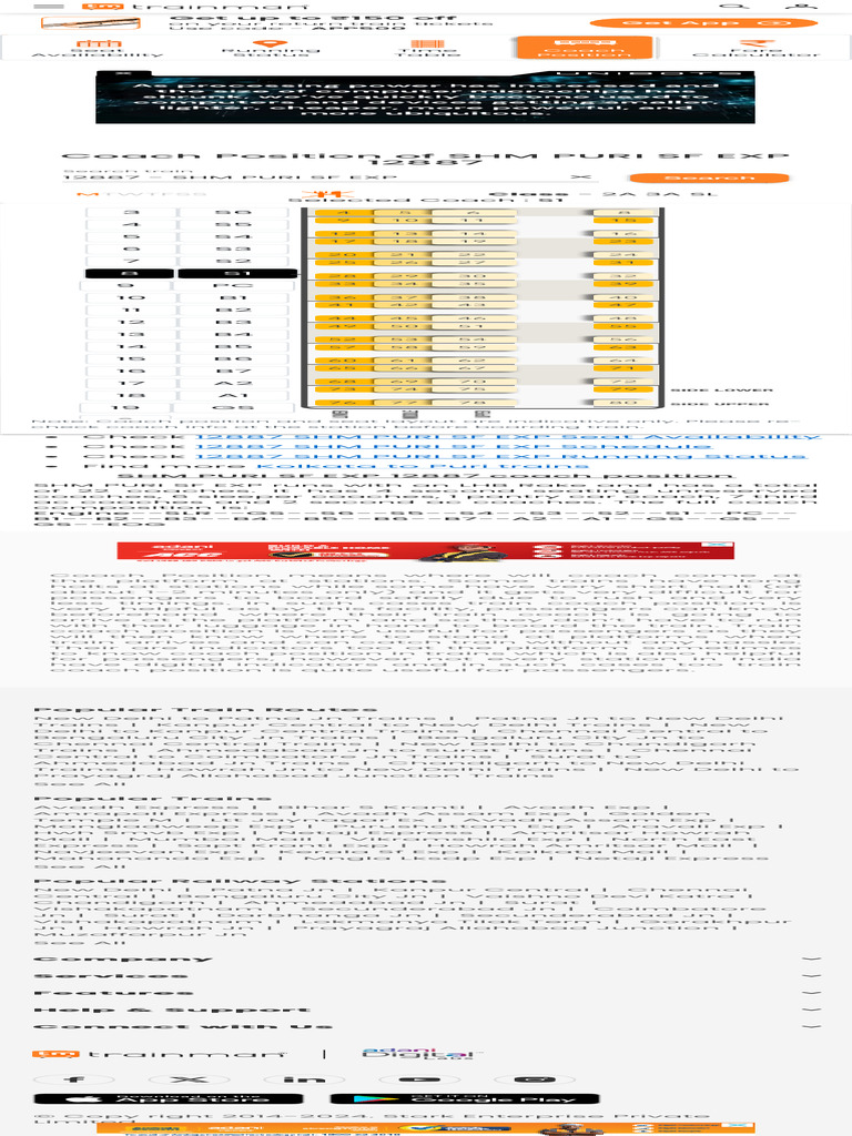 SHM PURI SF EXP Coach Position and Seat Map | PDF | Rail Transport ...