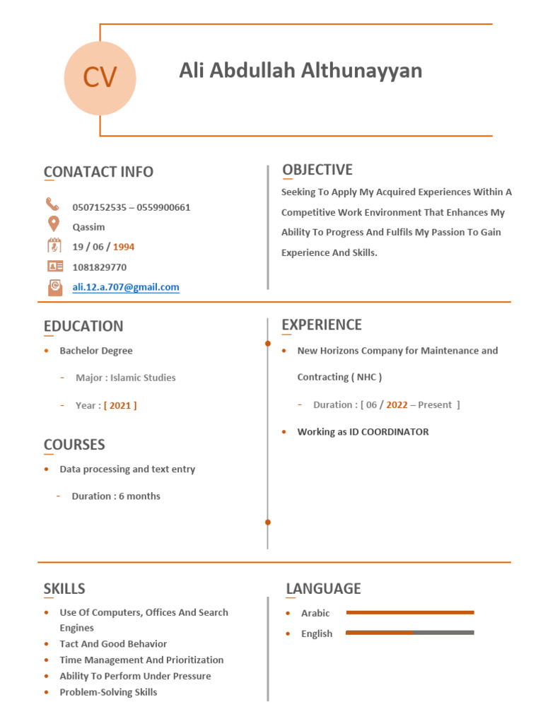 Islamic Studies Graduate CV | PDF