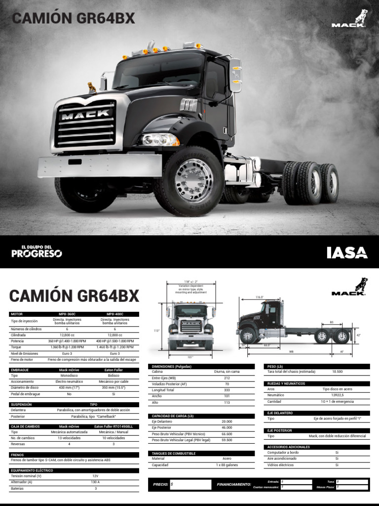 Mack GRANITEGR64 BX2 | PDF | Camión | Inyección de combustible