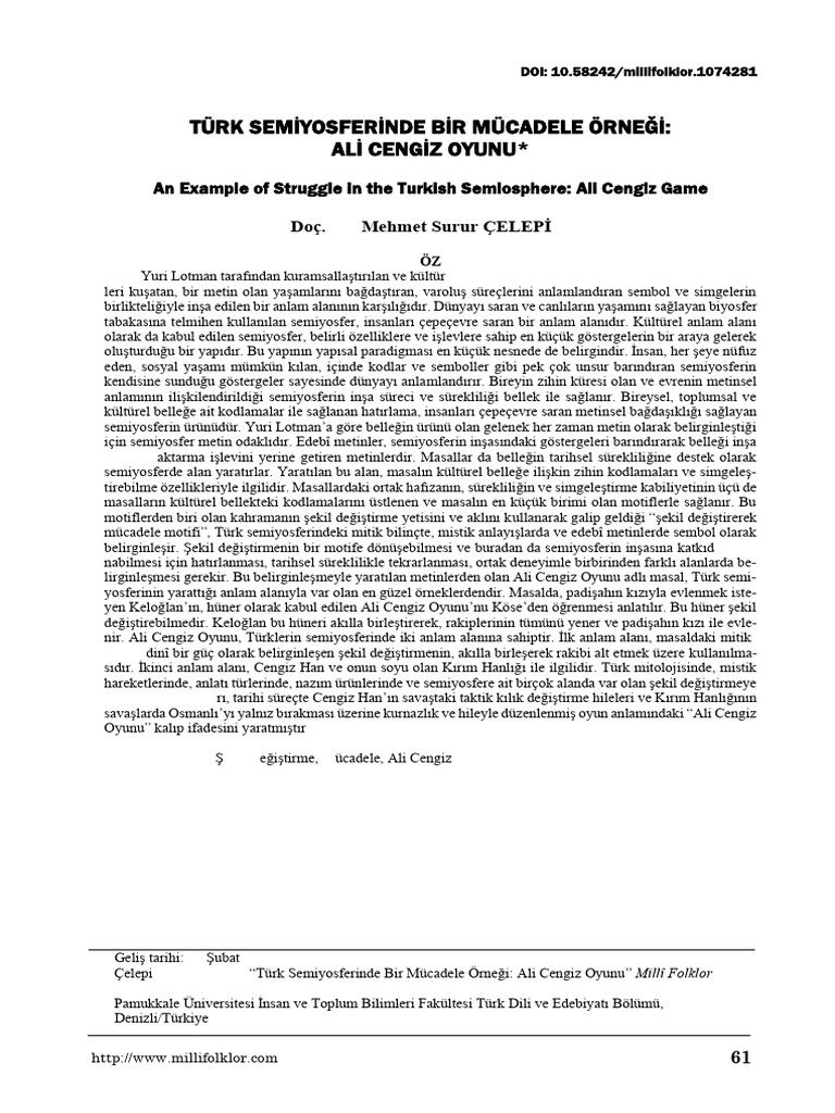 Turk Semiyosferinde Bir Mucadele Ornegi Ali Cengiz | PDF
