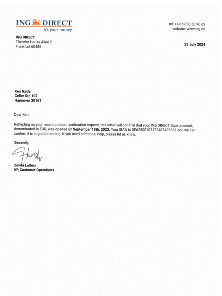 Bank Doc - ING Bank | PDF