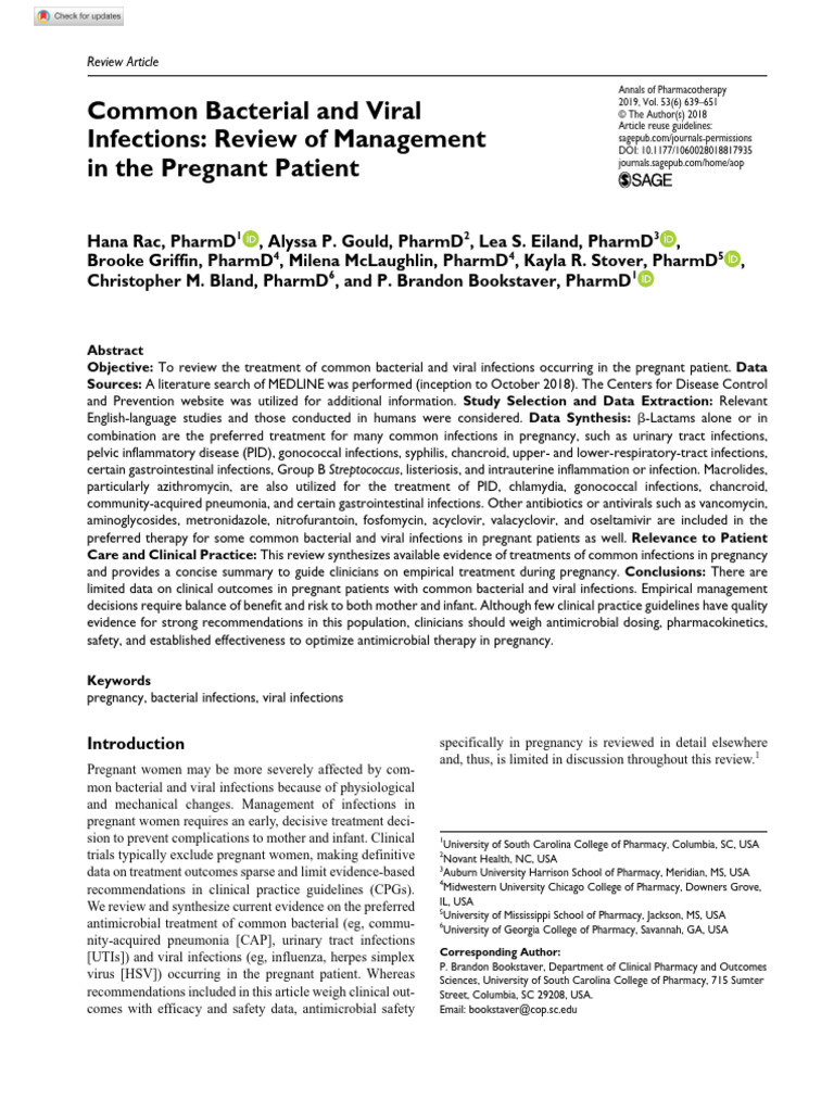 Common Bacterial and Viral Infections in The Pregnant Patient 2018 ...