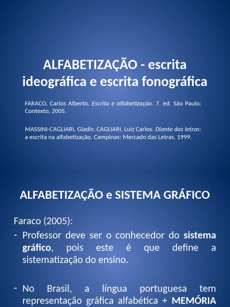 ALFABETIZAÇÃO - Escrita Ideográfica e Escrita Fonográfica | PDF ...