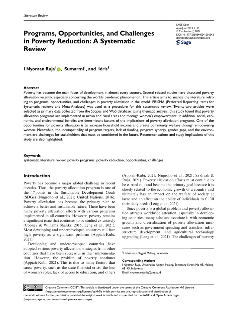 Systematic Review of Poverty Alleviation Programs | PDF | Poverty ...