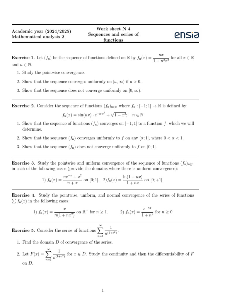 Sequences and Series of Functions | PDF | Sequence | Limit (Mathematics)