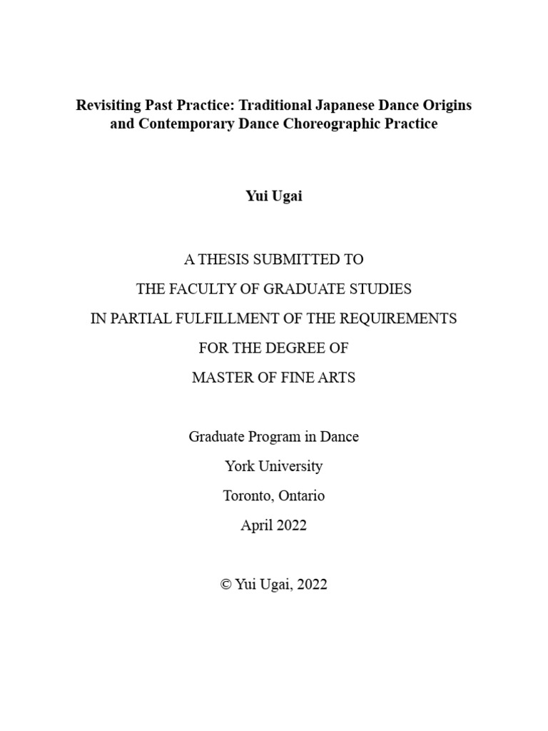 Ugai_Yui_2022_Masters | PDF | Dances | Choreography