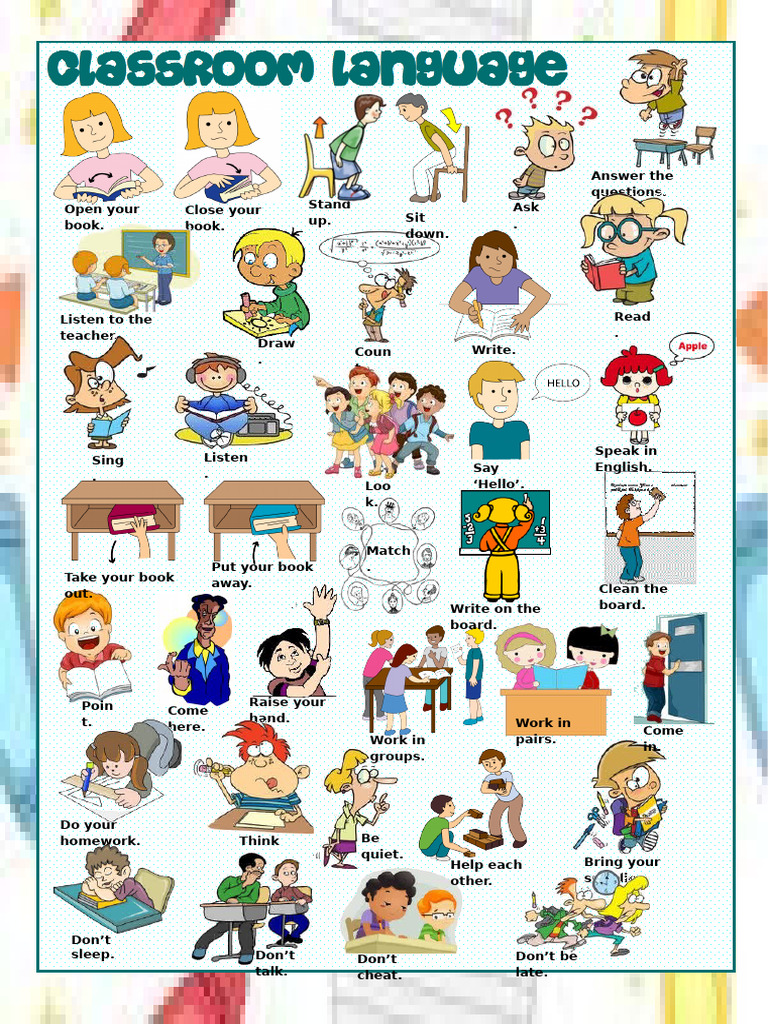 Classroom Language Picture Dictionary Classroom Posters Oneonone ...