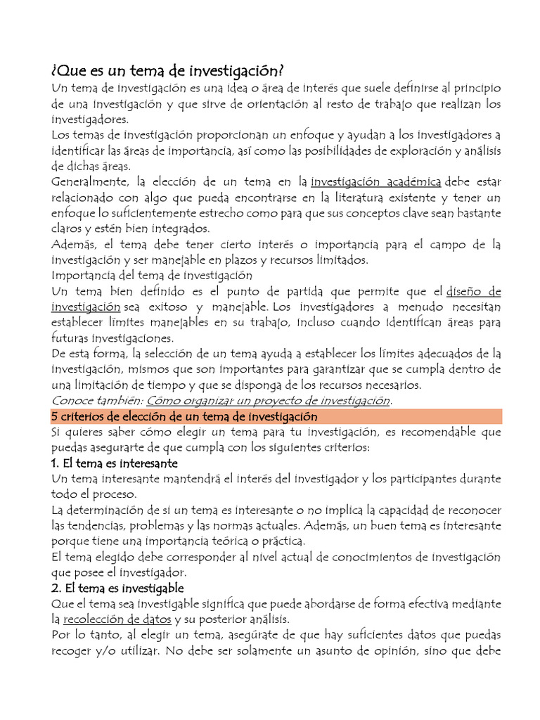 Que Es Un Tema de Investigación | PDF | Teoría | Información