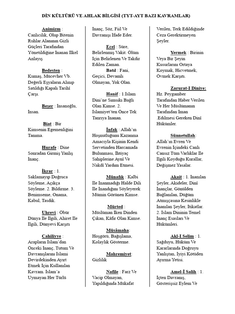 Dkab Ayt Tyt Kavramlar | PDF