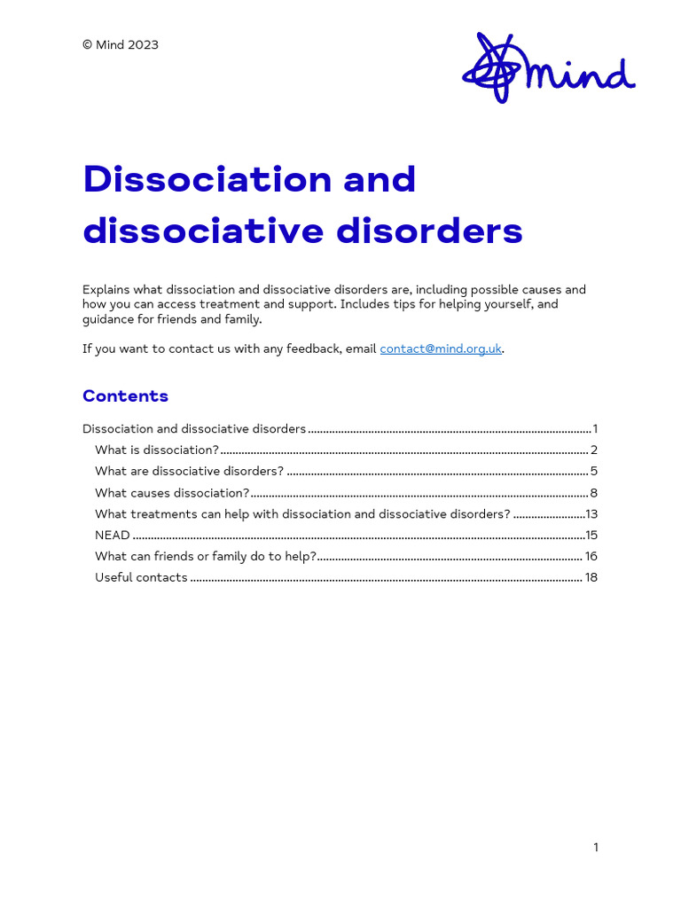 Understanding Dissociation | PDF | Dissociation (Psychology ...