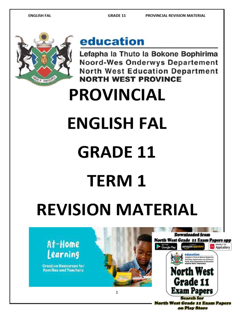 Provincial Revison Material Grade 11 Fal | PDF | Verb | Noun