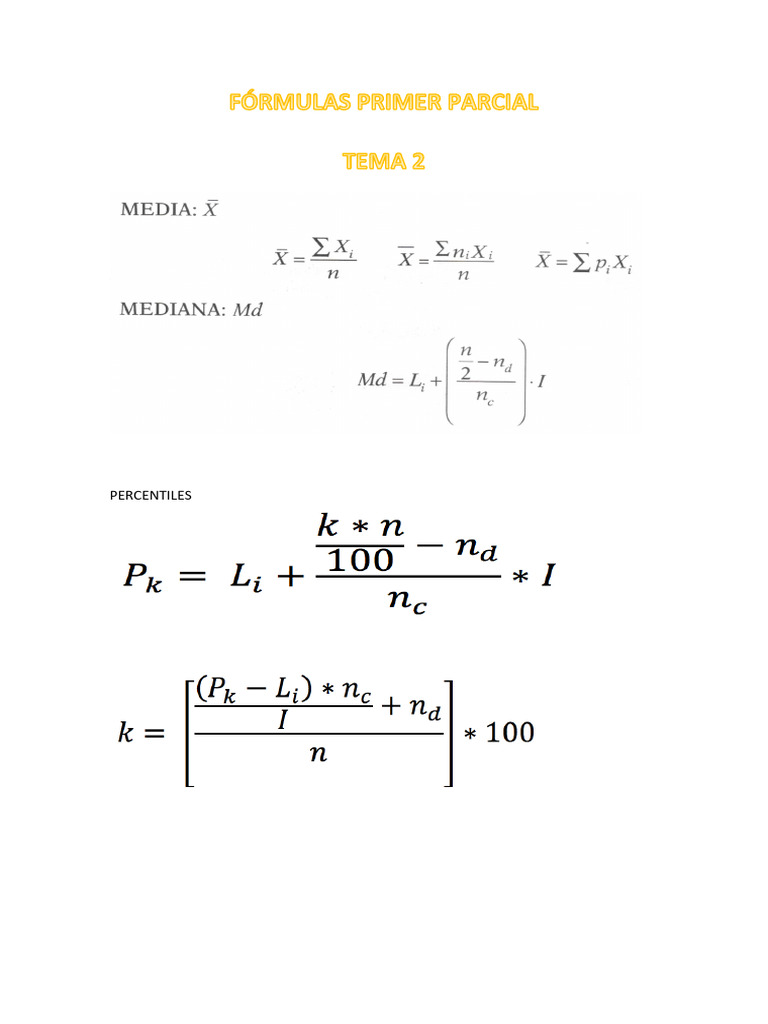 Fo Rmulas Primer Parcial | PDF