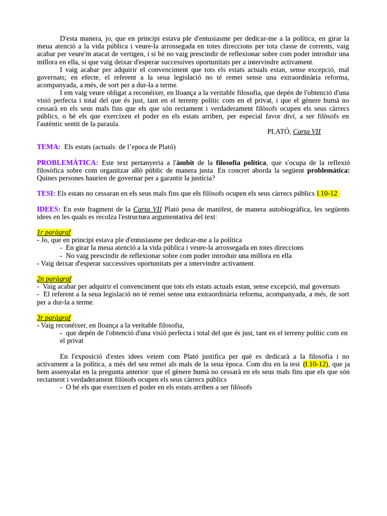 Text Plató Carta VII | PDF