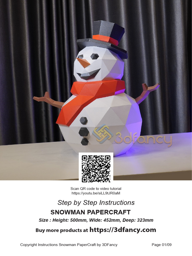 Instruction Snowman Papercraft 3dfancy | PDF