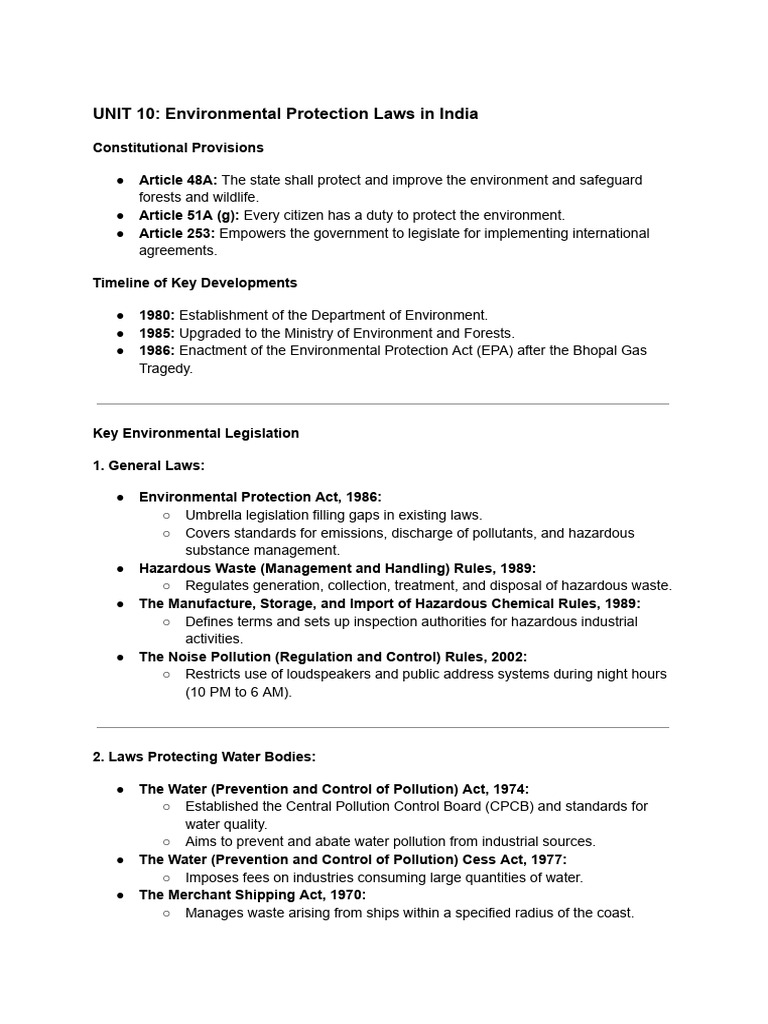 Environmental Protection Laws in India | PDF | Kyoto Protocol | Agriculture