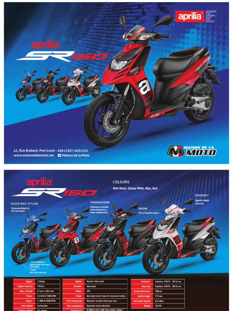 Datasheet Aprilia SR 150 July 2024 LR | PDF