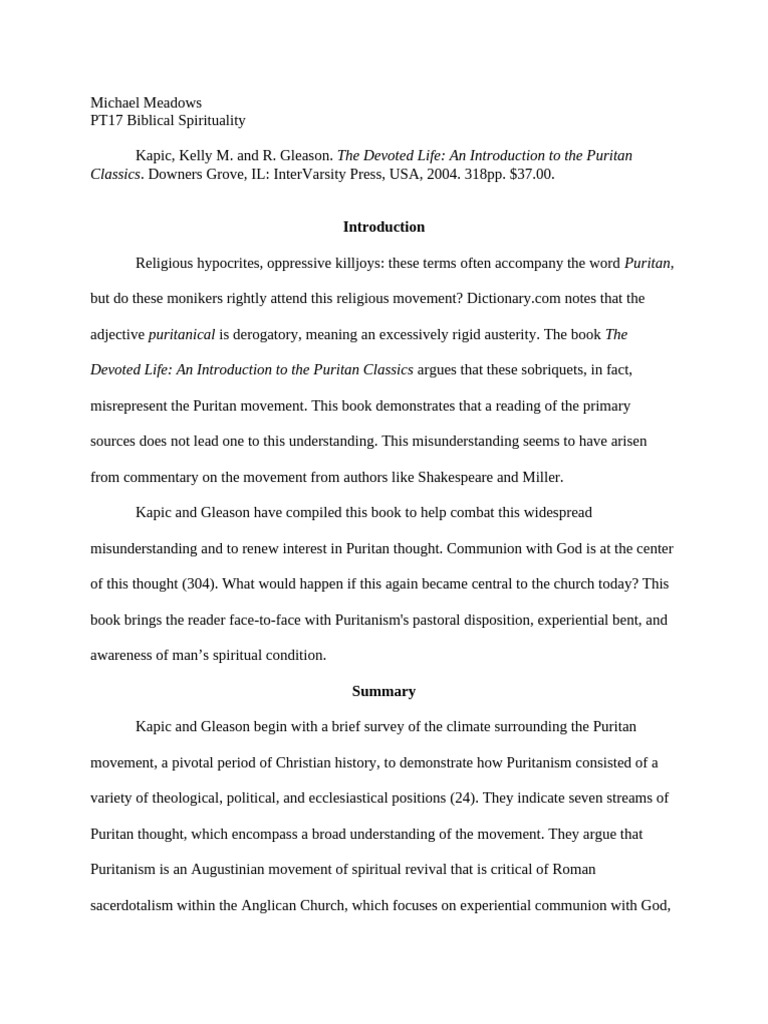 Understanding Puritan Spirituality | PDF | Faith | Puritans