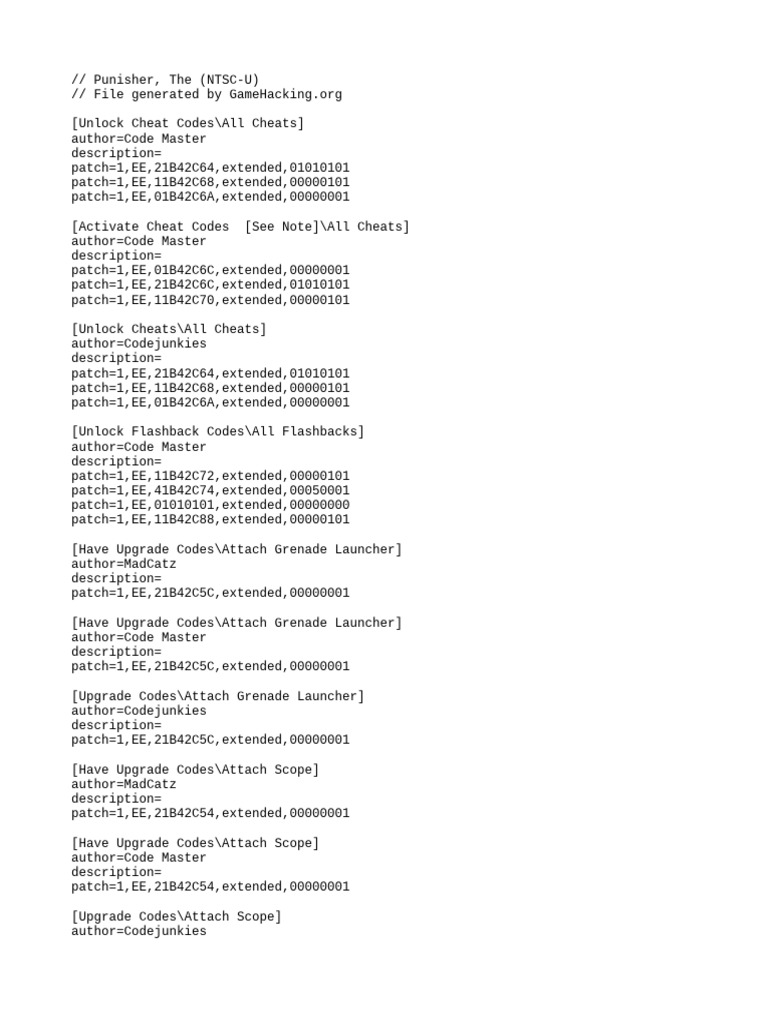 Punisher, The (NTSC-U) .Pnach | PDF | Projectile Weapons | Ballistics