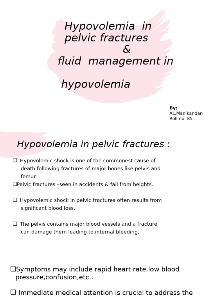 Hypovolemia in Pelvic Fractures and Management of Hypovolemia | PDF