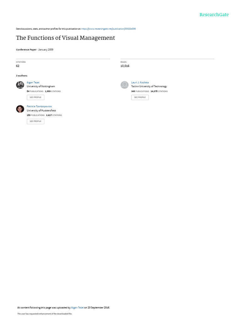 The Functions of Visual Management | PDF | Information | Disciplines