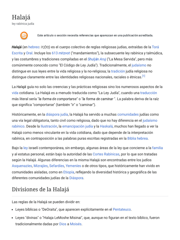 Halajá - Wikipedia, La Enciclopedia Libre | PDF | Halakha | Movimientos ...