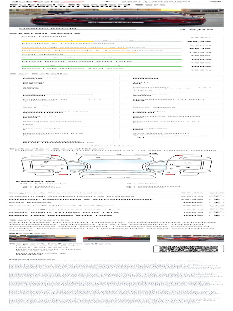 Dubizzle Standard Cars Inspection Report | PDF | Rear Wheel Drive Vehicles | Car Body Styles