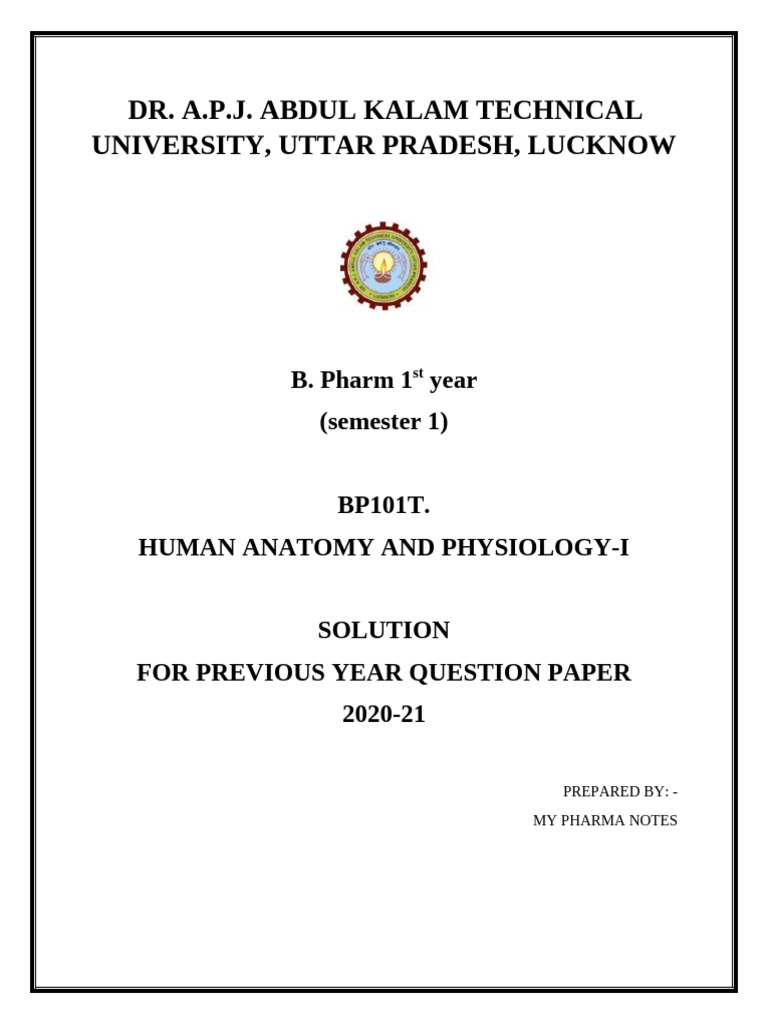 Bp101t - Solved Paper 2020-21 | PDF | Coagulation | Vertebral Column