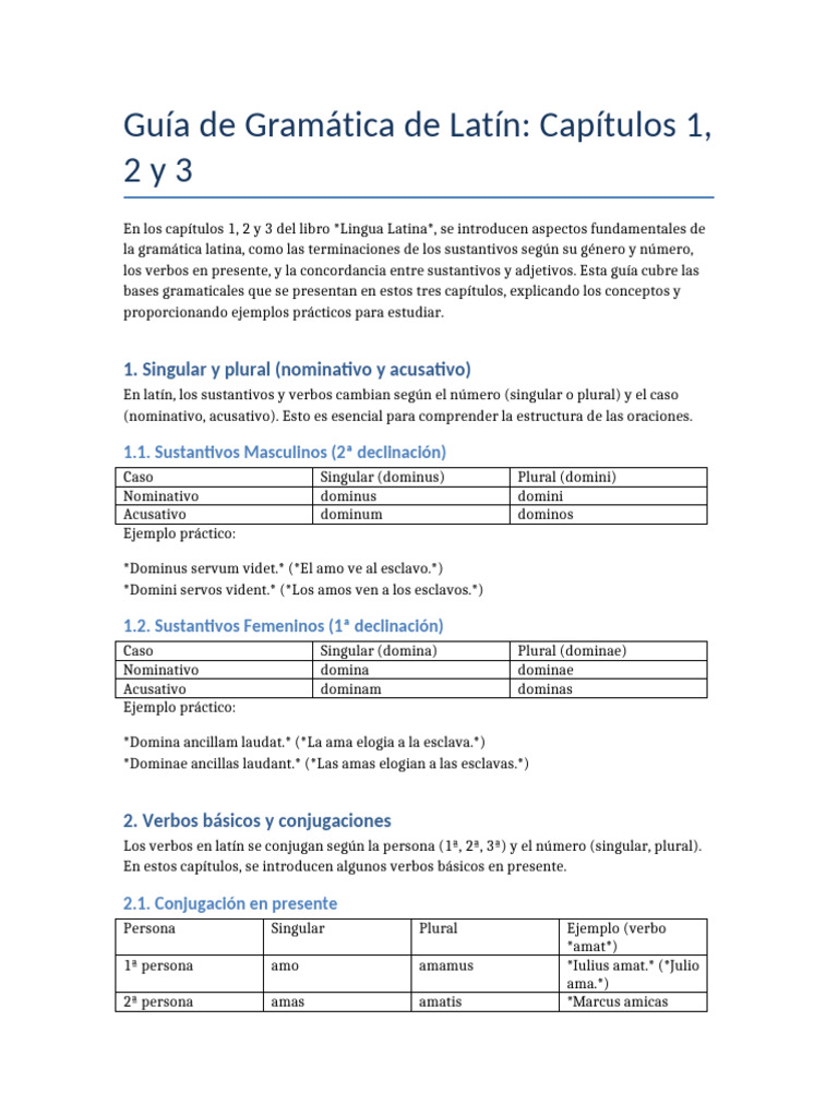 Guia_gramatica_Latin (1) | PDF | Plural | Género gramatical