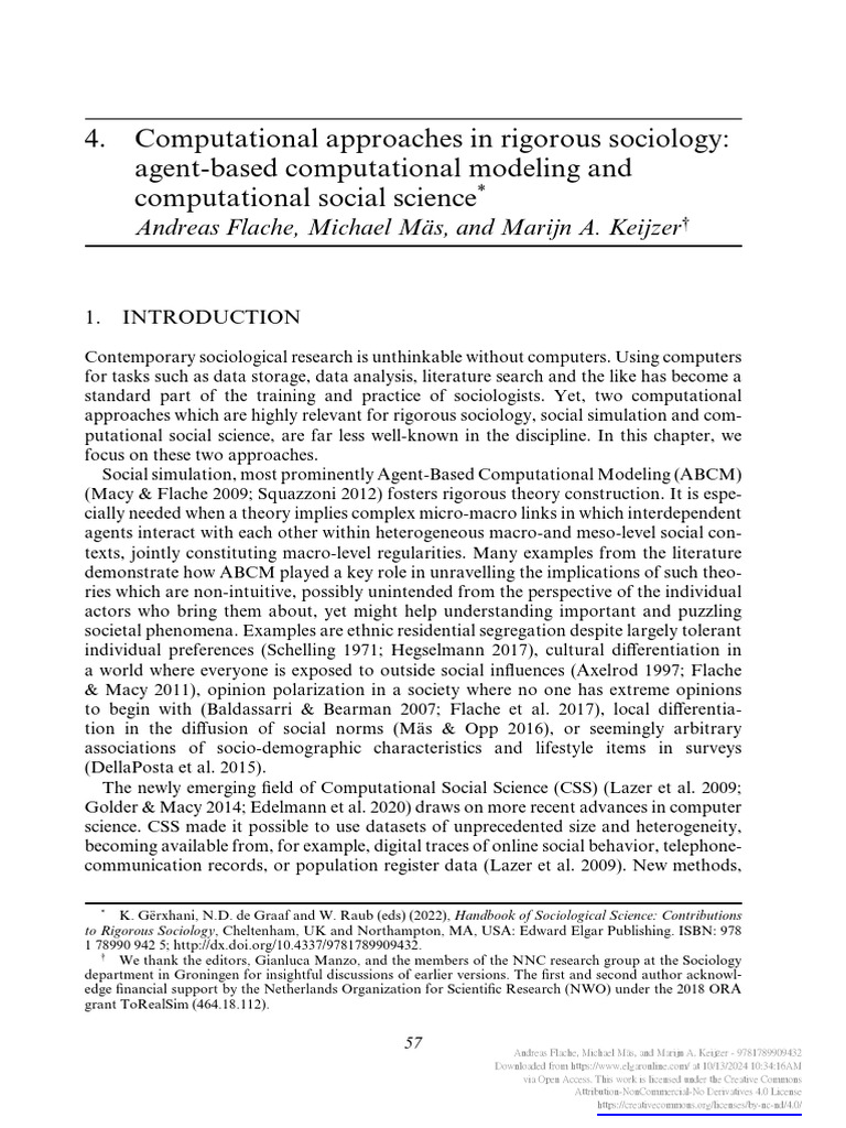 Computational approaches in rigorous sociology agent-based computational modeling and ...