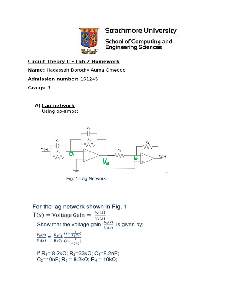 Lag and Lead Network Analysis | PDF | Electrical Impedance | Network Analysis (Electrical Circuits)