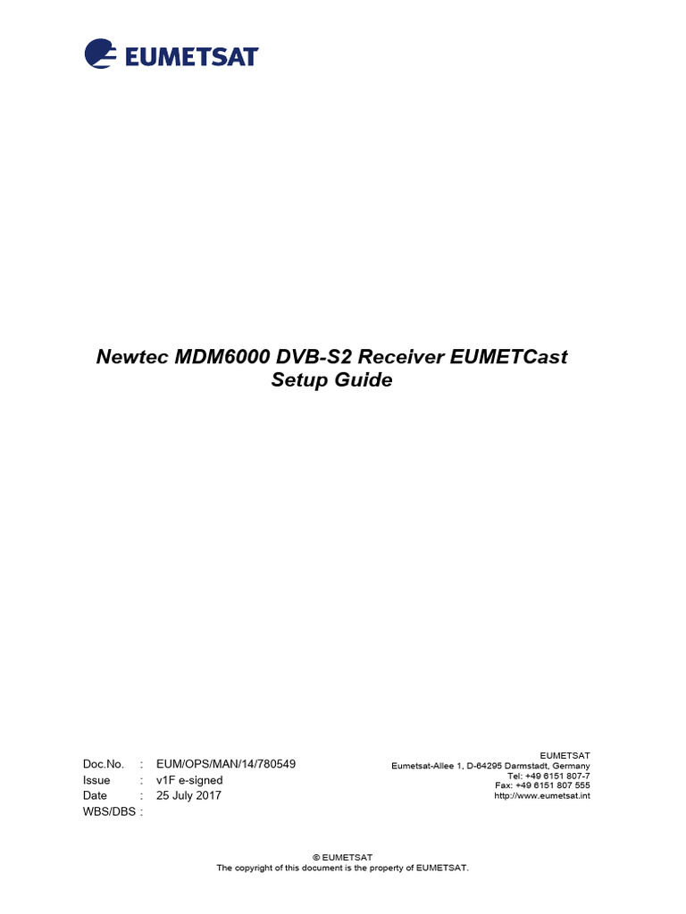 Newtec MDM6000 DVB-S2 Receiver EUMETCast Setup Guide | PDF | Computer ...