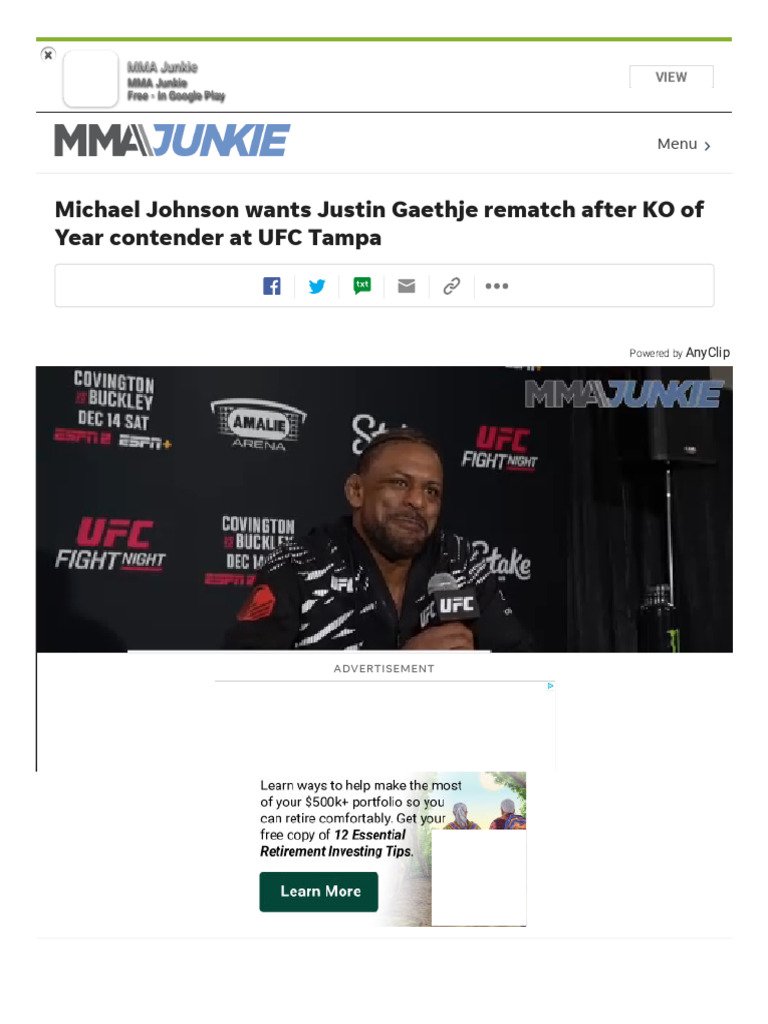 Michael Johnson Wants Justin Gaethje Rematch After UFC Tampa KO | PDF ...