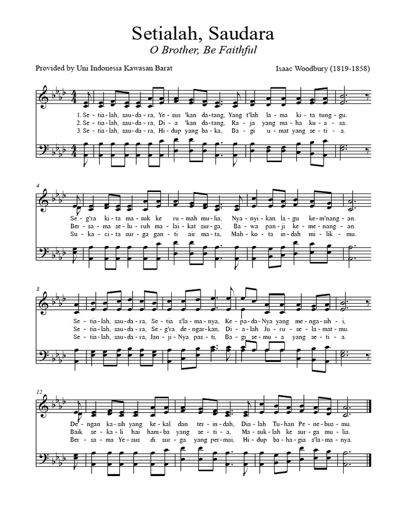 Setialah, Saudara Lagu Tema 2025 | PDF