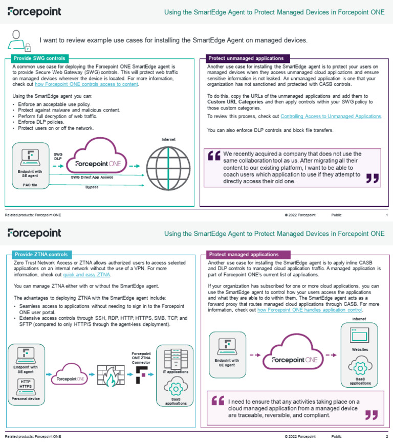 Using The SmartEdge Agent To Protect Managed Devices in Forcepoint ONE | PDF | Application ...