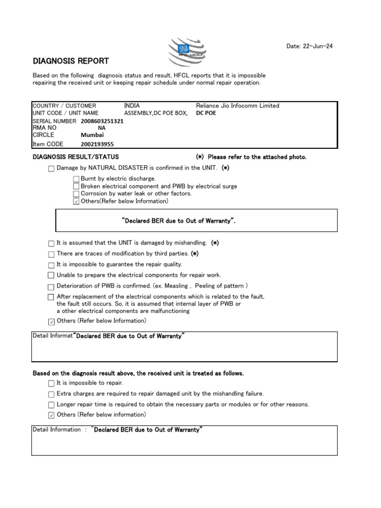 2008603251321-BER Certificate For PoE JIO183881 | PDF