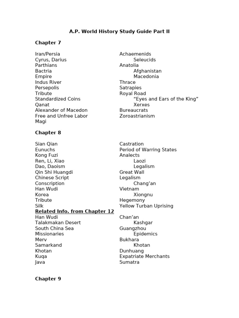 A.P. World Unit 1 Study Guide Part II | PDF | Achaemenid Empire ...