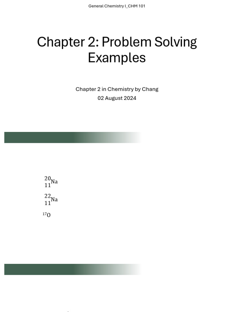 CHM101 Lecture2 Examples 02sept24 | PDF | Ion | Chemical Compounds